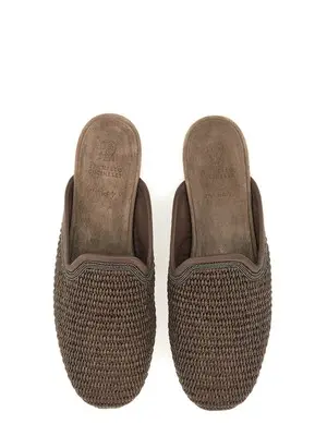 Brunello Cucinelli Techno Raffia Slipper - Brown
