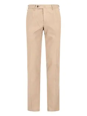PT TORINO Cotton Blend Straight Leg Trousers - Brown