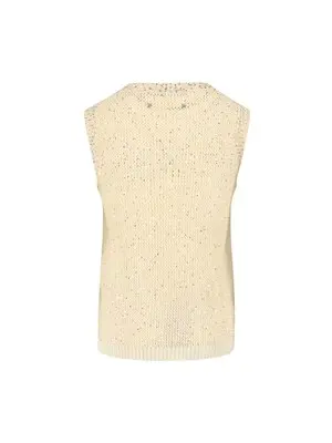 GOLDEN GOOSE Sequin Knit Tank Top - Cream
