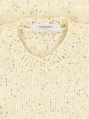 GOLDEN GOOSE Sequin Knit Tank Top - Cream