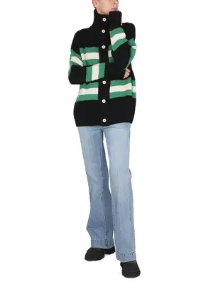 RIGHT FOR Turtleneck Cardigan - Multicolour