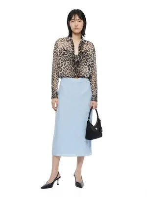 Gucci Silk Midi Skirt - Light Blue