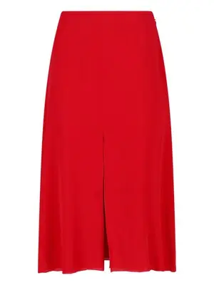Loro Piana Silk Midi Skirt - Red