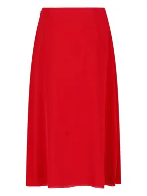 Loro Piana Silk Midi Skirt - Red