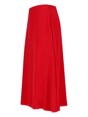 Loro Piana Silk Midi Skirt - Red