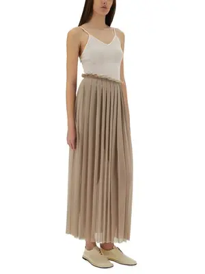Ami Long Pleated Skirt