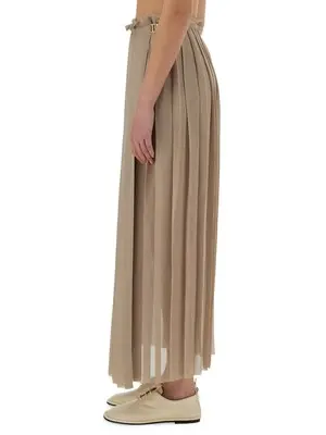 Ami Long Pleated Skirt