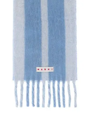 Marni Striped Logo Scarf - Light Blue