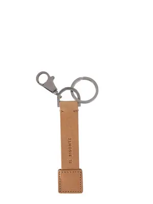 Il Bisonte Leather Key Ring - Beige