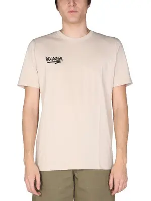 DISCLAIMER T-shirt With Logo Print - Beige