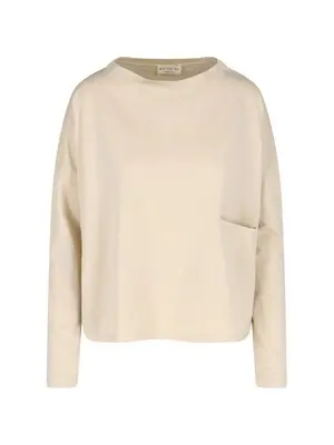MA'RY'YA Round Neckline T-shirt - Beige