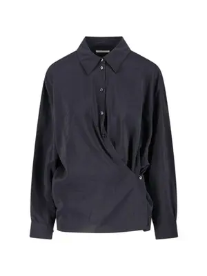 LEMAIRE Draped Cotton-silk Blend Shirt - Black
