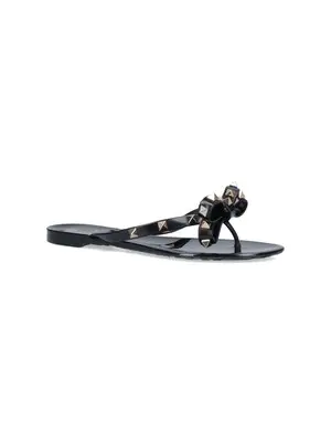 Valentino Garavani Rockstud Thong Sandals - Black