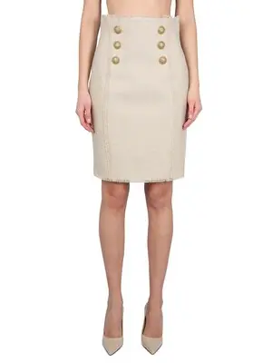 Balmain Linen Midi Skirt