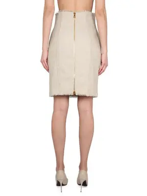 Balmain Linen Midi Skirt