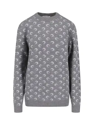 MARINE SERRE Moon Logo Knit Sweater - Gray