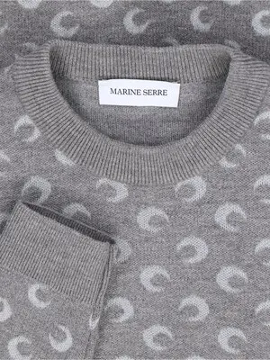 MARINE SERRE Moon Logo Knit Sweater - Gray