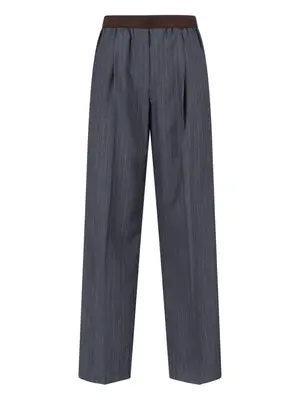 Miu Miu Virgin Wool Logo Pants - Gray