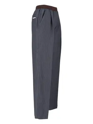 Miu Miu Virgin Wool Logo Pants - Gray