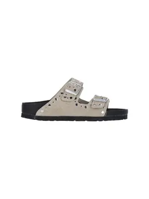 Birkenstock Silver Tone Sandals For Women