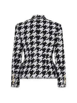 Balmain Double-breasted Houndstooth Tweed Blazer - White