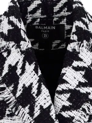 Balmain Double-breasted Houndstooth Tweed Blazer - White