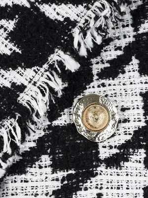 Balmain Double-breasted Houndstooth Tweed Blazer - White