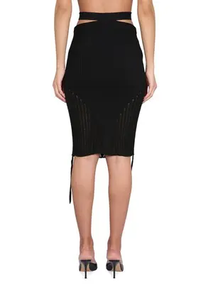 ANDREĀDAMO Ribbed Midi Skirt - Black