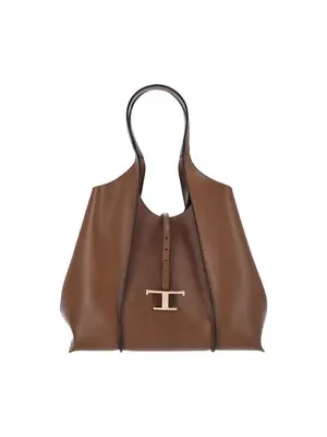 TOD'S T Timeless Medium Tote Bag Brown