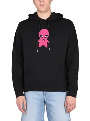Gcds Hooded Sweatshirt With Graphic Detail - Black