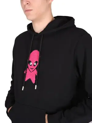 Gcds Hooded Sweatshirt With Graphic Detail - Black