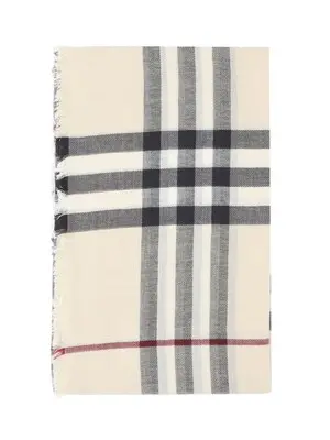Burberry 'check' Wool Scarf Cream