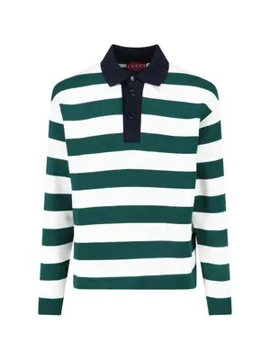 Gucci Men's Striped Collar Polos