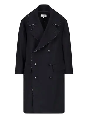 Loewe Double-breasted Wool Coat - Black