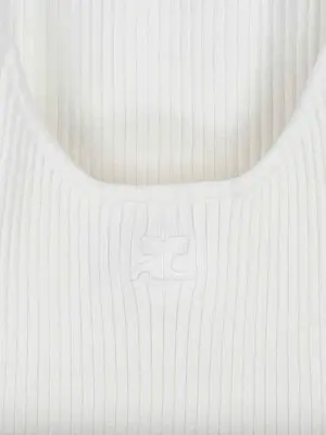 COURREGES Ribbed Logo Tank Top