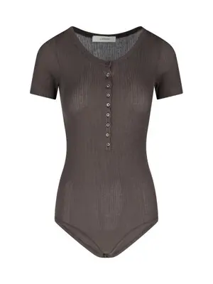 LEMAIRE Ribbed Bodysuit - Brown
