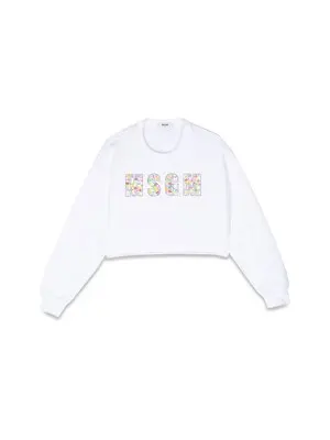 MSGM Cropped Sweatshirt - White