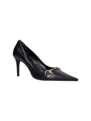 Gucci Leather Pointed Toe Pumps With Horsebit Detail