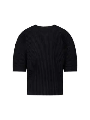 Issey Miyake Pleated T-shirt - Black