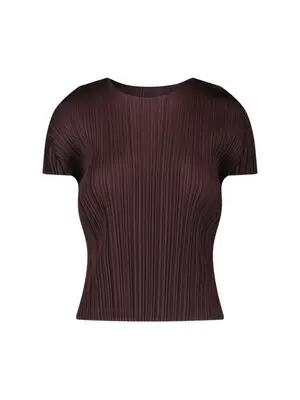 HOMME PLISSE Pleated T-Shirt Brown