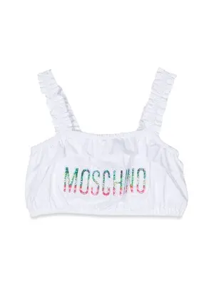 Moschino Headband Top With Logo Straps - White