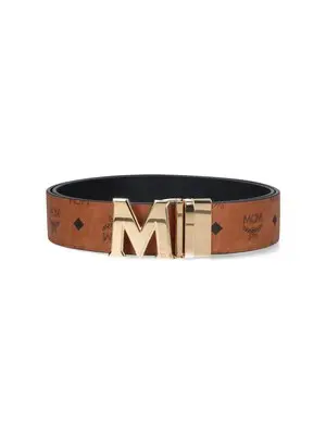 Mcm Reversible Medium Belt - Brown