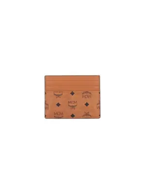 Mcm Card Holder With Money Clip Detail - Brown