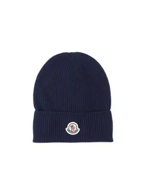 Moncler Virgin Wool And Cashmere Beanie - Blue