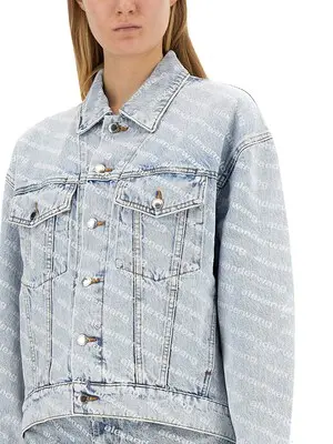 Alexander Wang All Over Logo Jacket - Azure