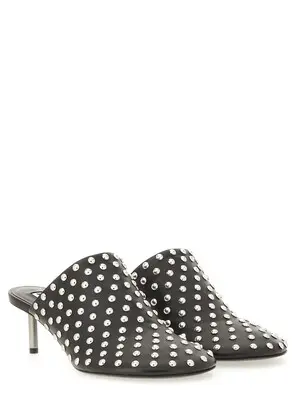 JIL SANDER Nappa Leather Studded Mules - Black