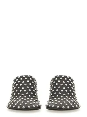 JIL SANDER Nappa Leather Studded Mules - Black