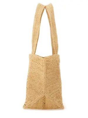 PATOU Large Trapeze Raffia Tote Bag - Beige