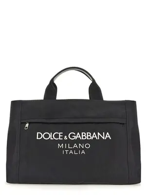 Dolce & Gabbana Nylon Duffle Bag With Logo - Black