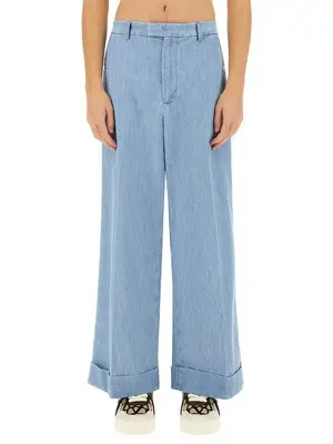 Valentino Garavani Wide Leg Cotton Pants